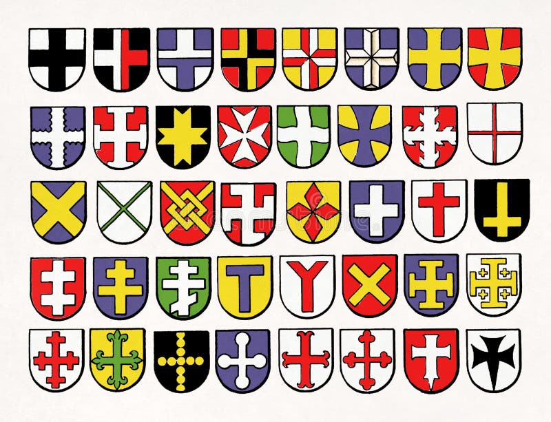 Heraldic Cross Variants from Medieval Europe Stock Illustration ...