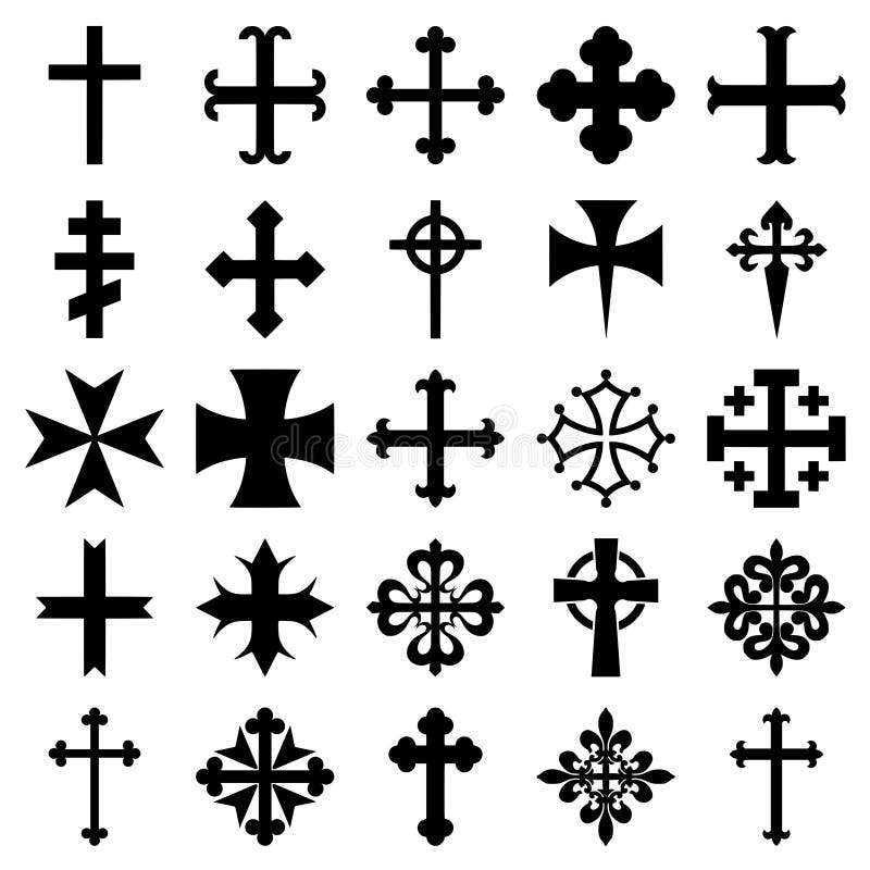 Heraldic crosses icons set stock vector. Illustration of floral - 57277536