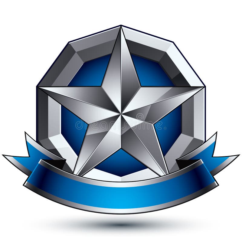 Heraldic 3d Glossy Blue and Gray Icon - Can Be Used in Web Stock Vector ...