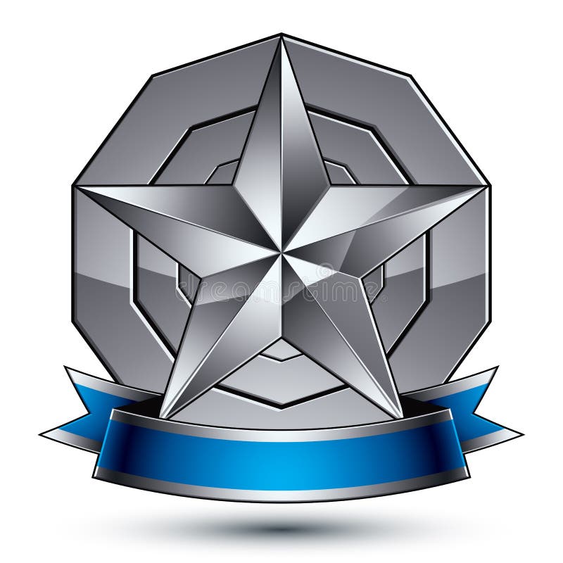 Heraldic 3d Glossy Blue and Gray Icon - Can Be Used in Web Stock Vector ...