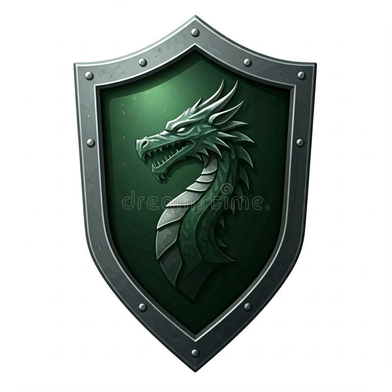 Heraldic Dragon Battle Shield Stock Illustration - Illustration of ...