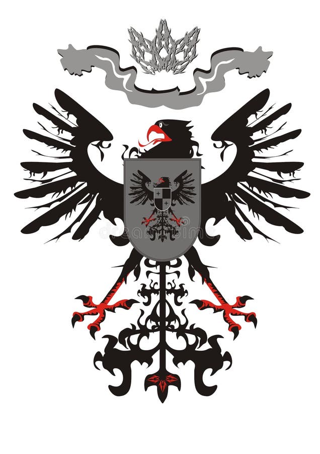 Heraldic Eagle with a Crown Stock Vector - Illustration of feather ...