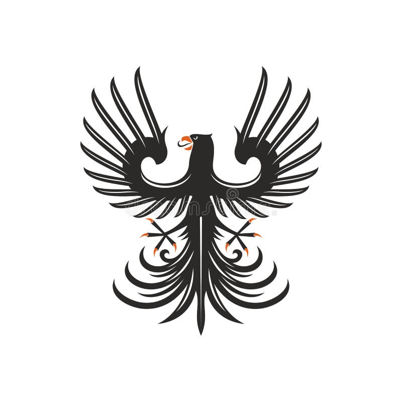 Black Eagle Heraldry Symbol Isolated Bird Mascot Stock Vector ...