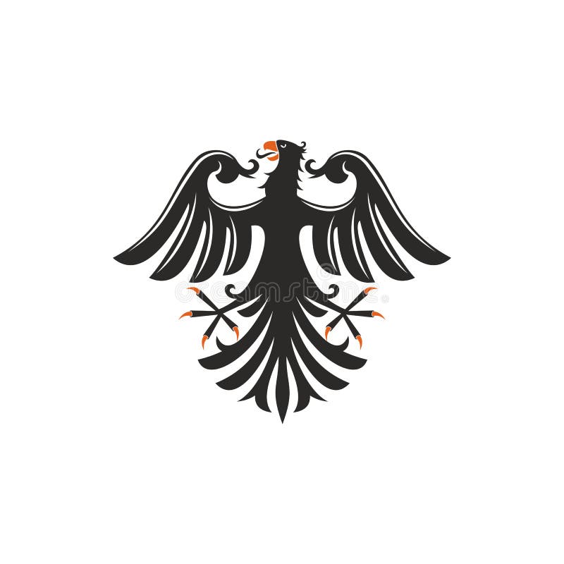 Eagle Bird Heraldic Icons, Hawk Heraldry Symbols Stock Vector ...