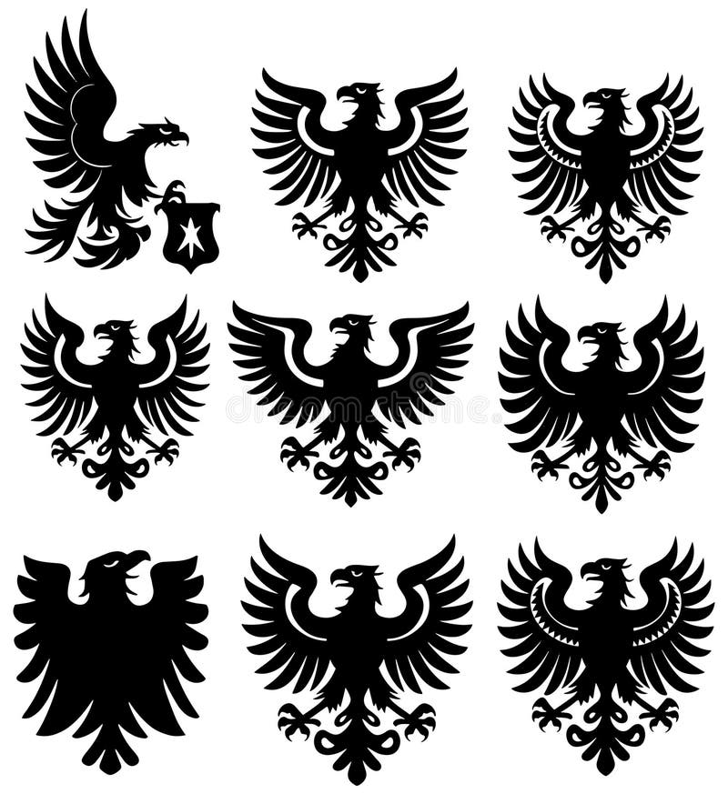 Heraldic Eagle Set. Eagle Set, Eagle Silhouettes, Heraldic Design ...