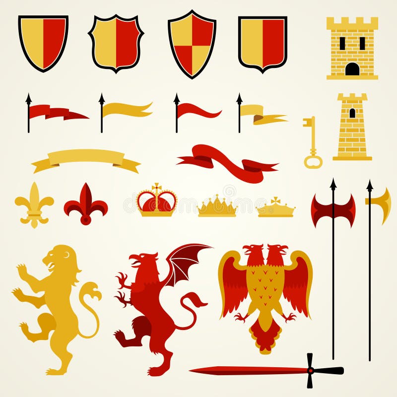 Heraldic Elements Set stock vector. Illustration of flag - 209800419