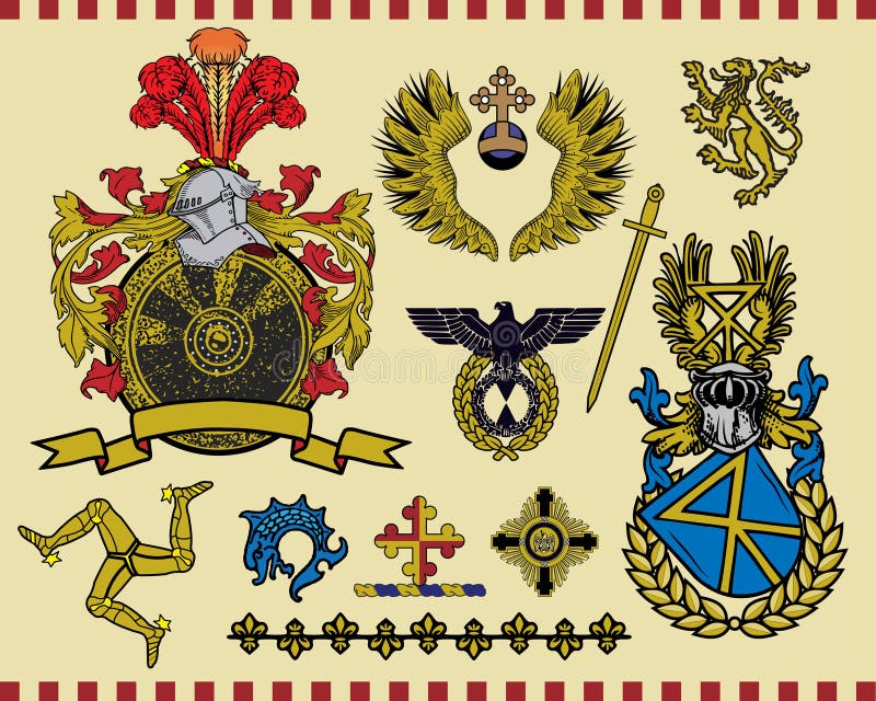 Heraldic elements various stock vector. Illustration of heraldic - 27808068