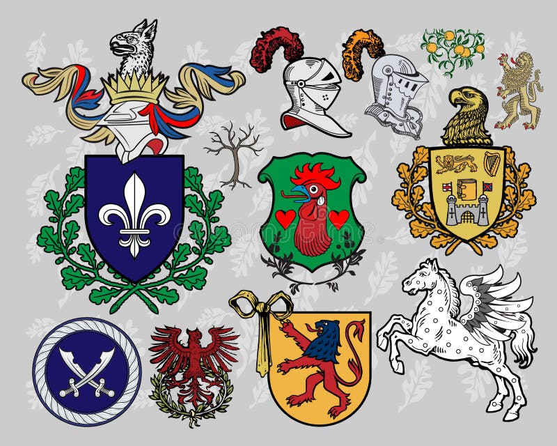 Heraldic elements various stock vector. Illustration of heraldic - 27808068