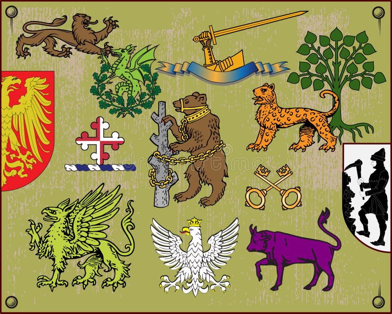 Heraldic elements set 2 stock vector. Illustration of pennant - 10708405