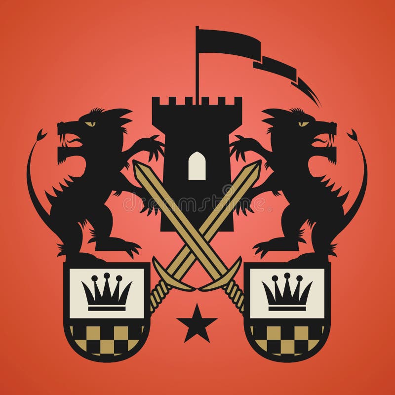 Heraldic emblem stock vector. Illustration of drawing - 37661042