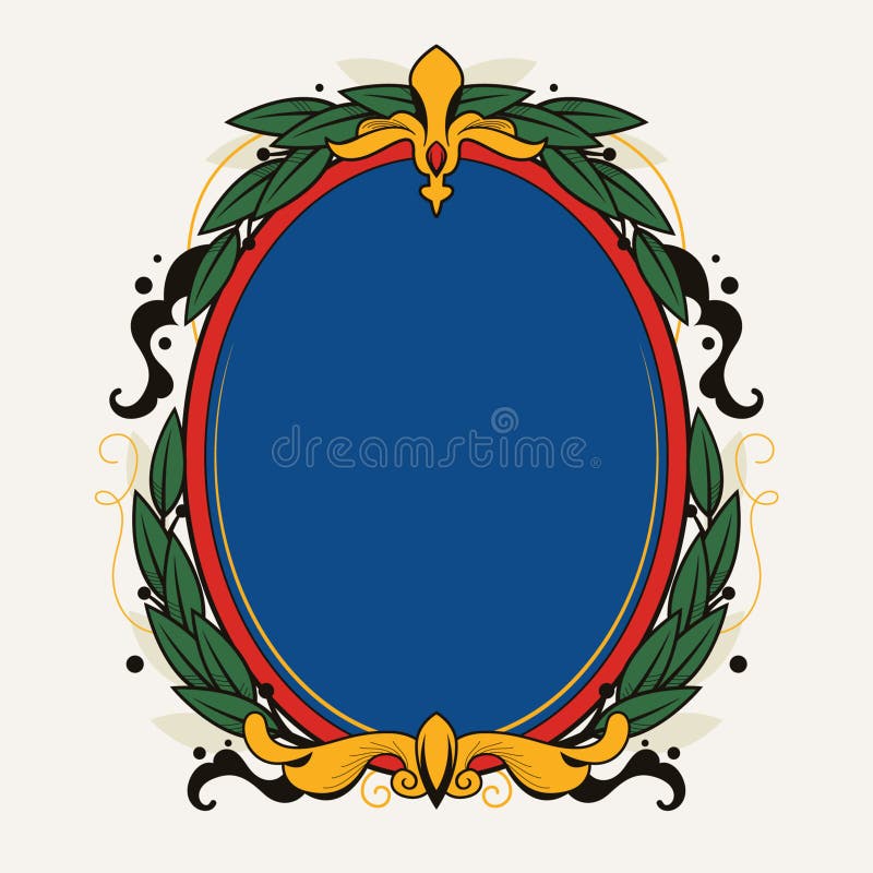 Heraldic Emblem in Hand Drawn Design Stock Illustration - Illustration ...