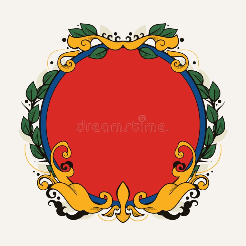 Heraldic Emblem in Hand Drawn Design Stock Illustration - Illustration ...