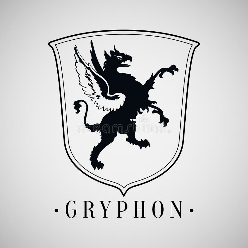 Heraldic Griffin Letter H Crown Logo Stock Vector - Illustration of ...