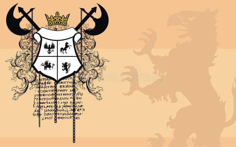 Heraldic Gryphon Axe Coat of Arms Background Stock Vector ...