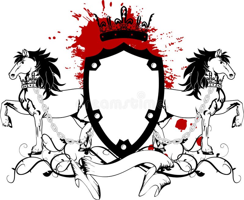 Heraldic Horse Coat of Arms Crest Shield Stock Vector - Illustration of ...