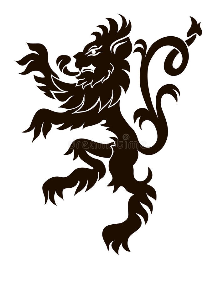 Lion Standing Rampant Heraldic Crest Coat of Arms Stock Vector ...