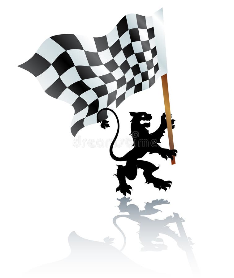 Heraldic Lion with Formula One Flag Stock Vector - Illustration of ...