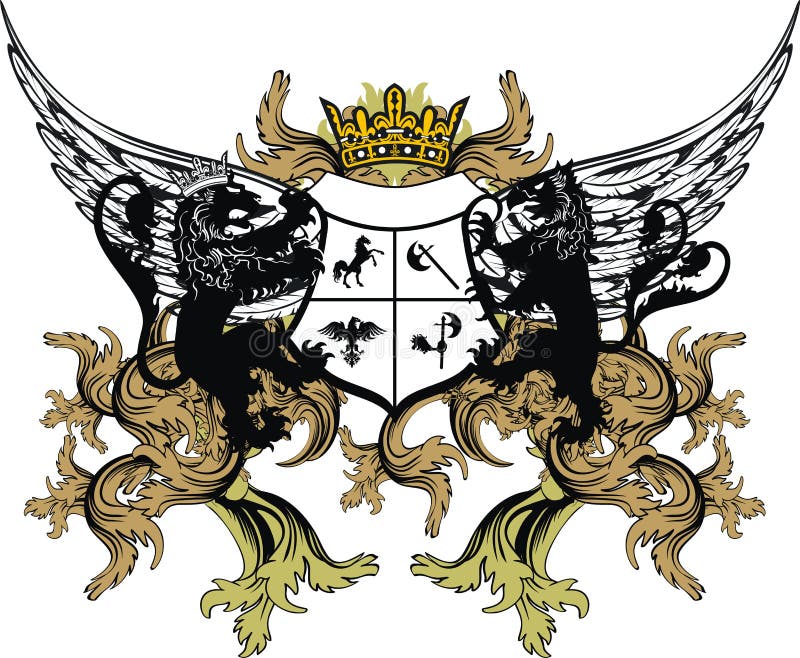Heraldic Lion Gryphon Coat of Arms Ornament Stock Vector - Illustration ...