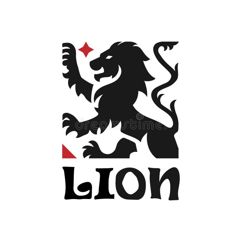 Heraldic Lion and Star with Square Shape Stock Vector - Illustration of ...