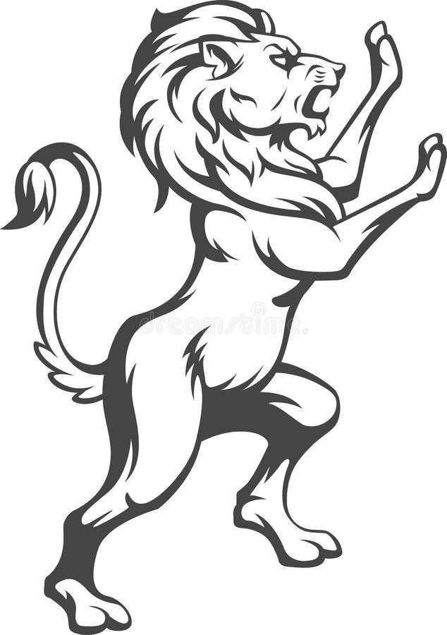 Standing Lion Outline Heraldic Lion Vector Design