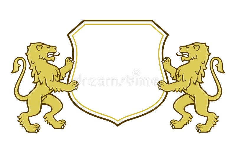 Heraldic Lions Holding a Shield Stock Vector - Illustration of ...