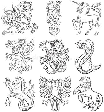 Heraldic monsters vol I stock vector. Illustration of vector - 20359243