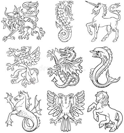 Heraldic monsters vol I stock vector. Illustration of vector - 20359243