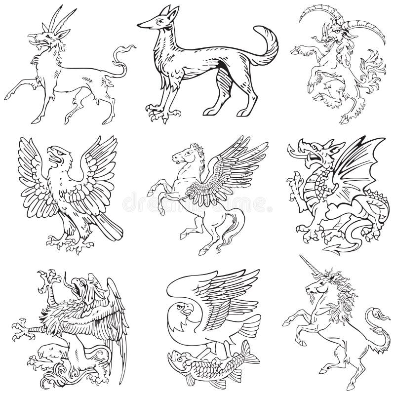 Heraldic monsters vol IV stock illustration. Illustration of mediaeval ...