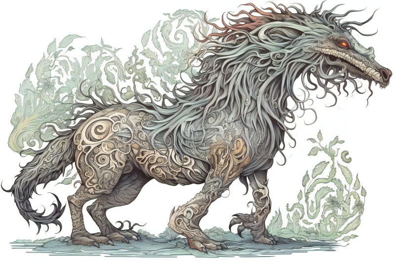 Heraldic Mythological Creature, Mythical Creature with Long Mane Stock ...