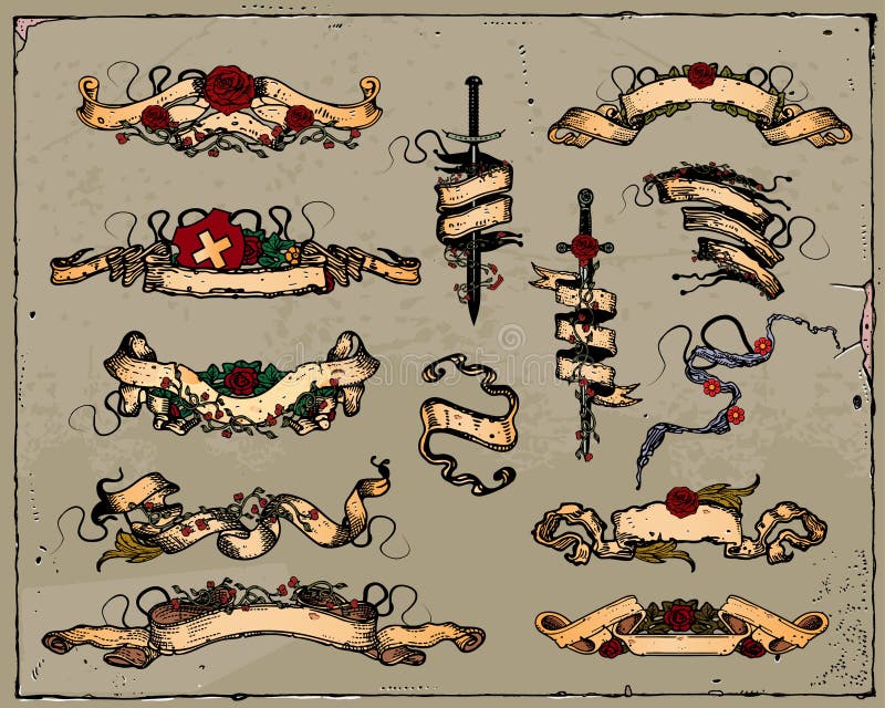 Vector Set of Heraldic Elements Stock Vector - Illustration of badge ...