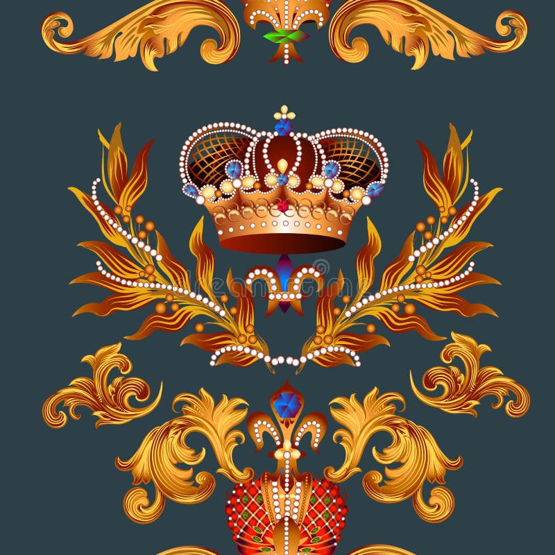 Heraldic Seamless Wallpaper Pattern with Fleur De Lis and Crowns Stock ...