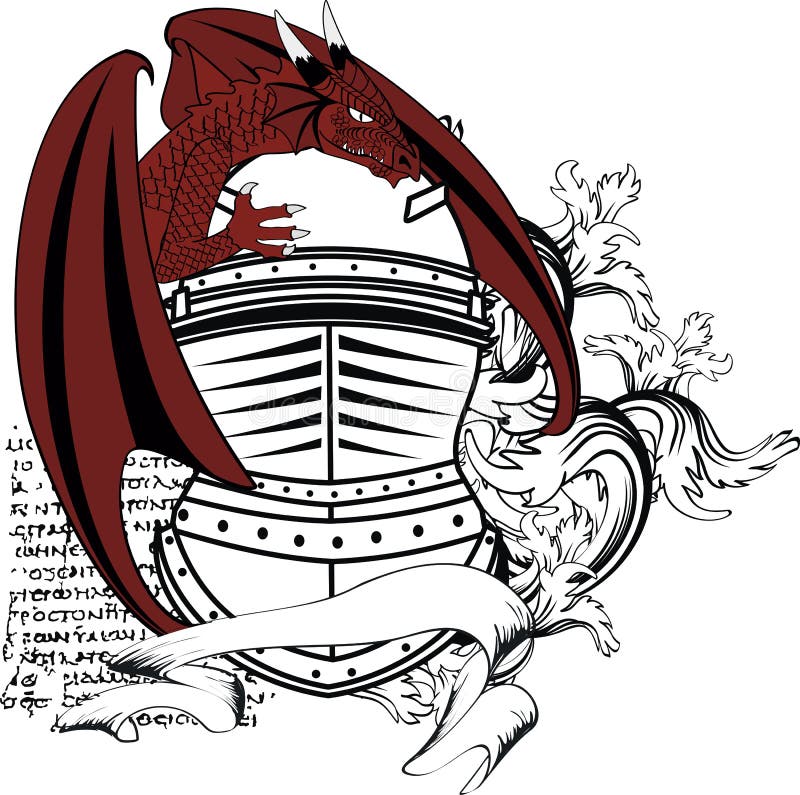 Heraldic Red Dragon Soccer Coat of Arms Crest Background 2 Stock Vector ...