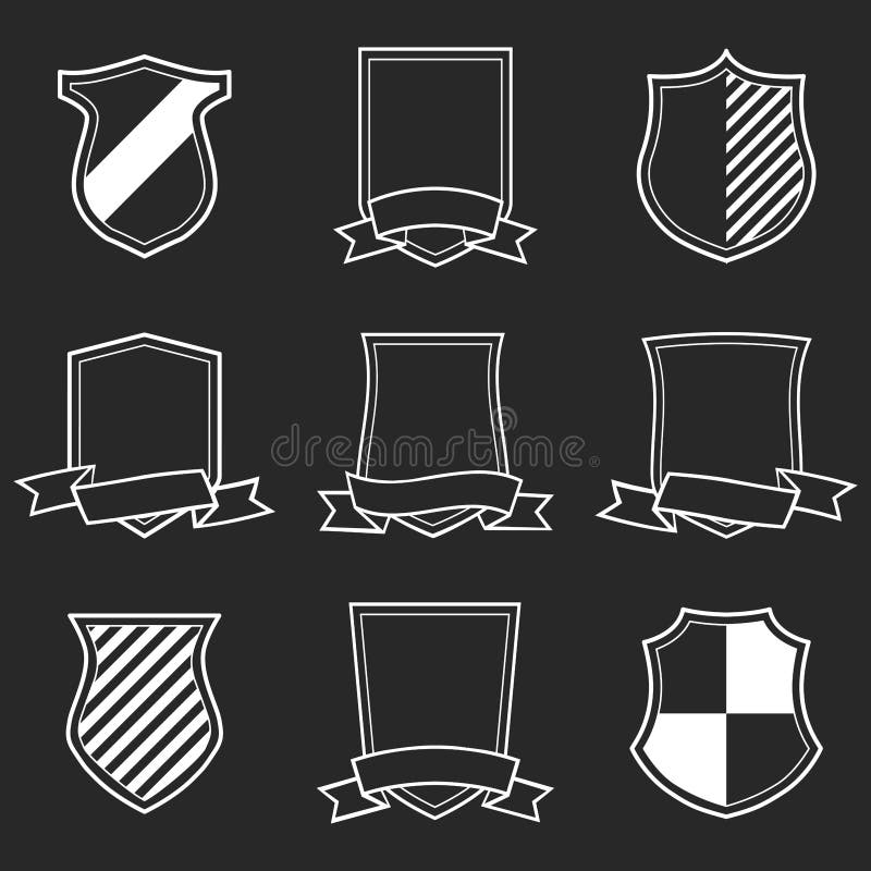 Heraldic Shield Emblem Set stock vector. Illustration of antique - 67780412