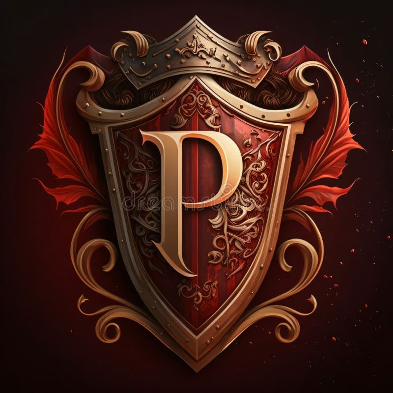 Heraldic Shield with Letter P. Vector Illustration for Your Design ...