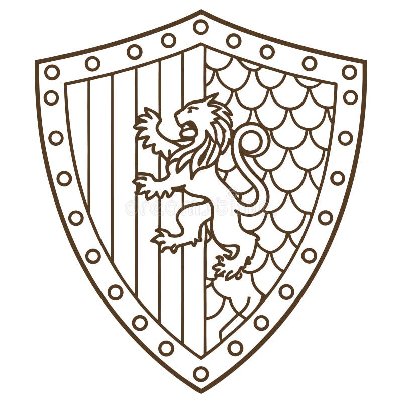 Heraldic Shield with Lion Emblem, Symbolizing Strength and Protection ...