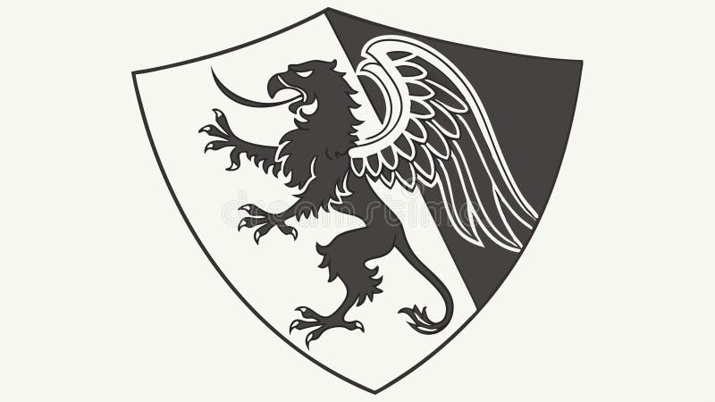 Heraldic Shield Lion Rampant Griffin Wing, Vector Design Generative AI ...