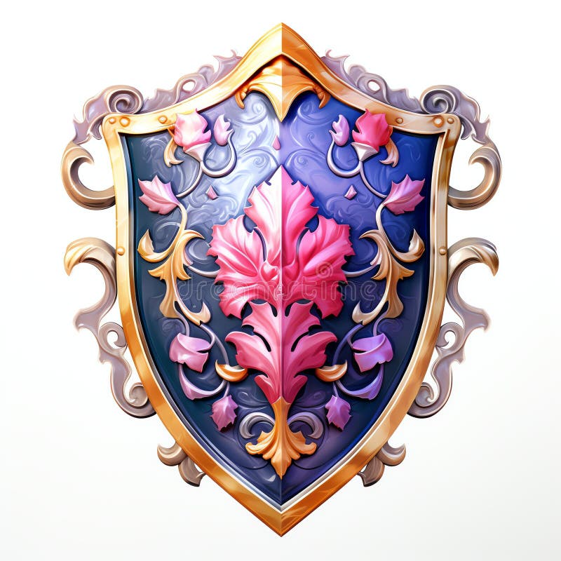 Heraldic Shield Medieval Watercolor Fantasy Stock Illustration ...