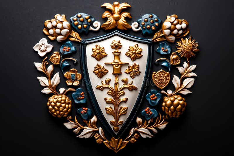Heraldic Shield, Quartered Sections, Family Emblems Divide the History ...