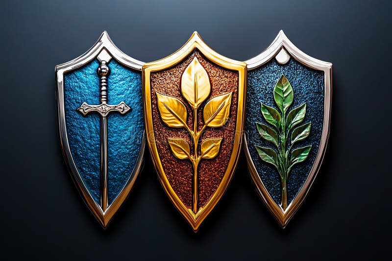 Heraldic Shield, Quartered Sections, Family Emblems Divide the History ...