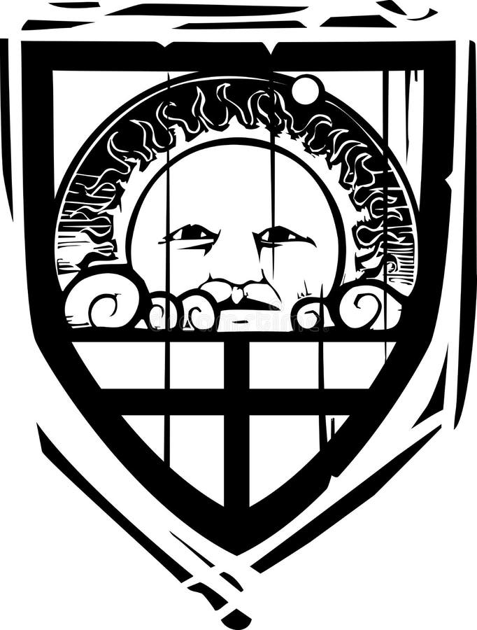 Heraldic Shield Sun Face stock vector. Illustration of knight - 45430575