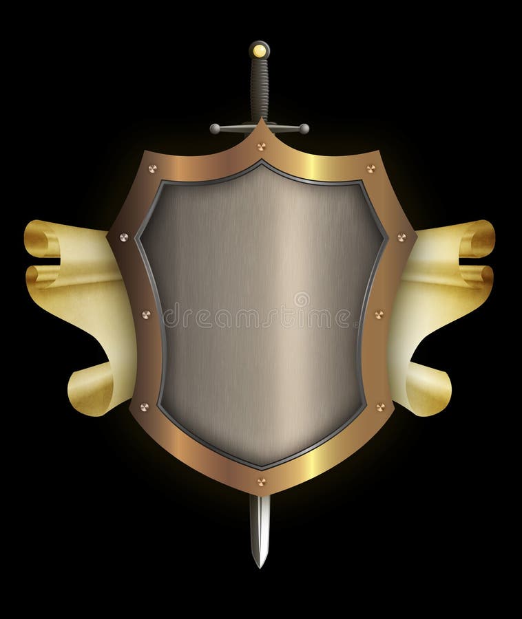 Heraldic Shield with Ribbon and Swords. Stock Illustration ...