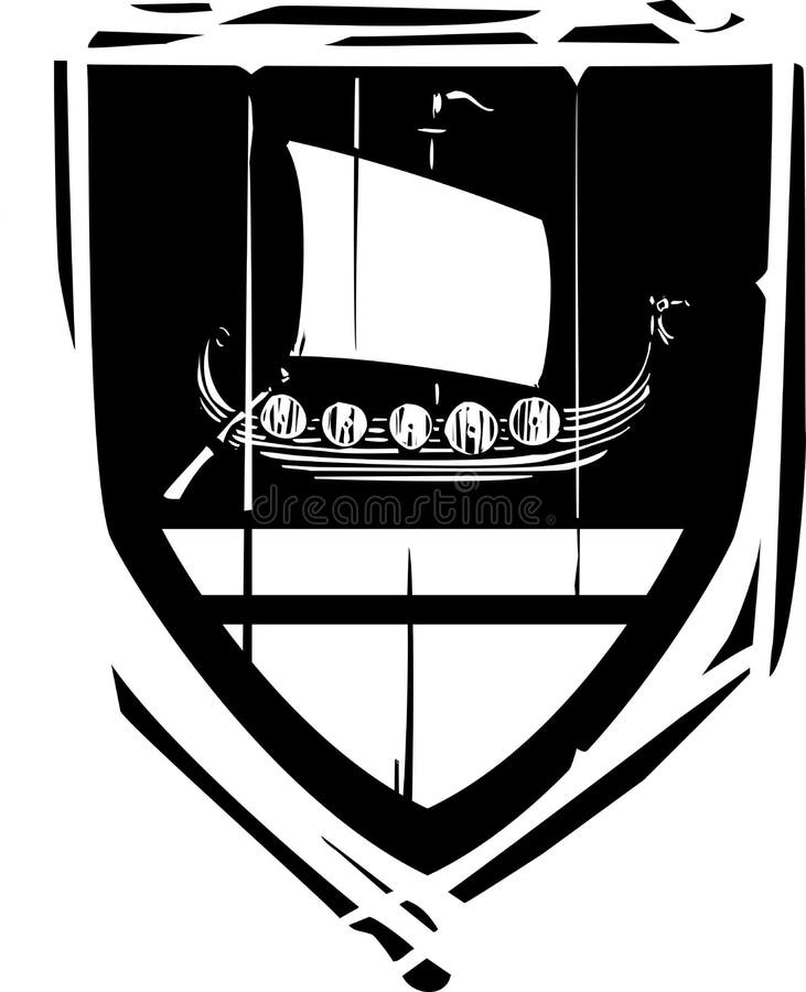 Heraldic Shield Viking Longship Stock Vector - Illustration of history ...