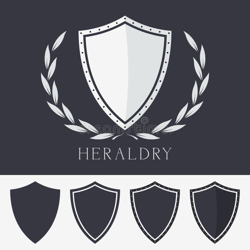 Heraldic Shield with Wreath Sign Vector Illustration. Symbol and Emblem ...
