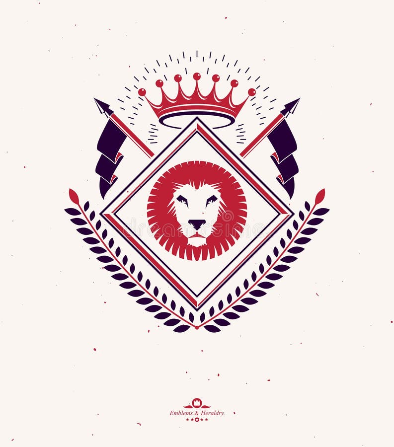 Heraldic Sign Made Using Vector Vintage Elements, Laurel Leaf. Stock ...