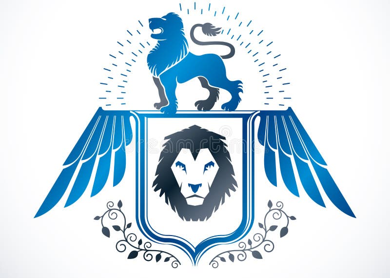 Heraldic Winged Sign Created Using Vector Vintage Elements Like Stock ...