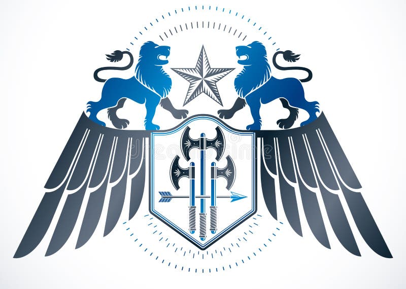 Heraldic Winged Sign Created with Vector Vintage Elements Like W Stock ...