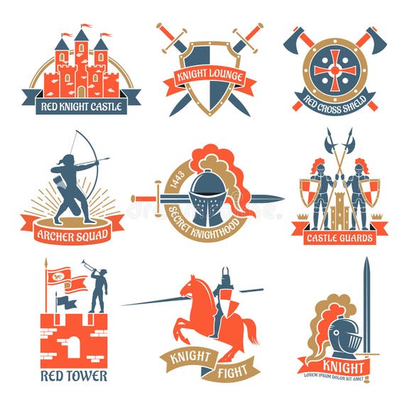 Heraldischer Ritter Emblems Logos Vektor Abbildung - Illustration von ...