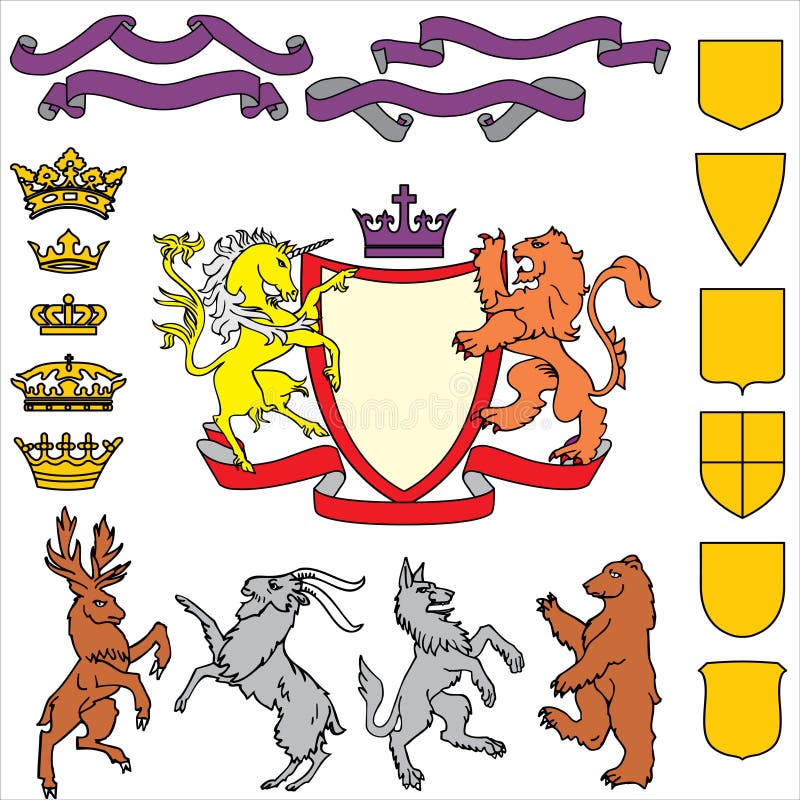 Satz Des Heraldischen Symbols Stock Abbildung - Illustration von kopf ...