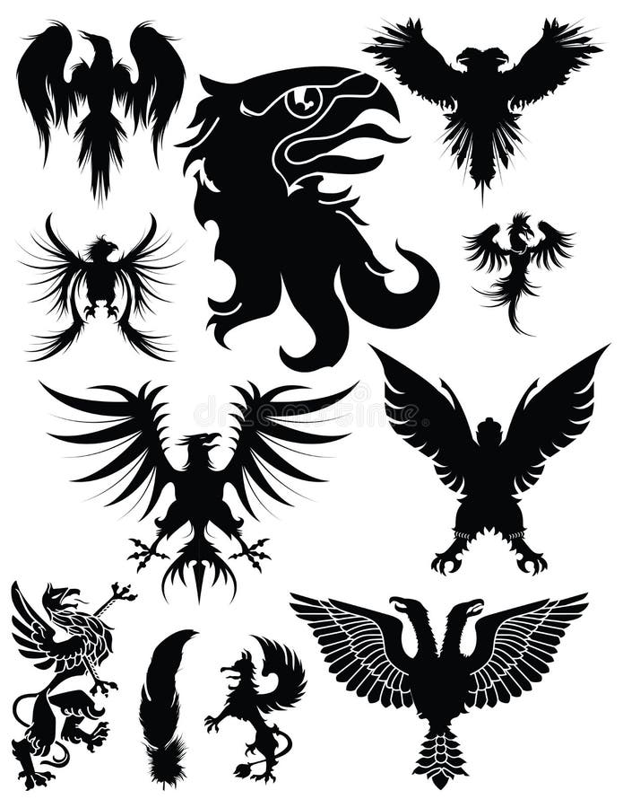 Heraldry Birds Vector Illustration Set Poster Template Stock Vector ...