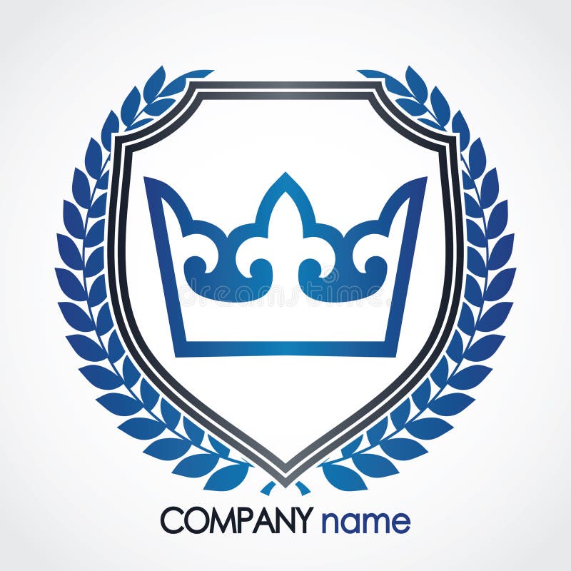 Heraldry Symbol with Crown Wings and Laurel Wreath Gold Logo Stock ...